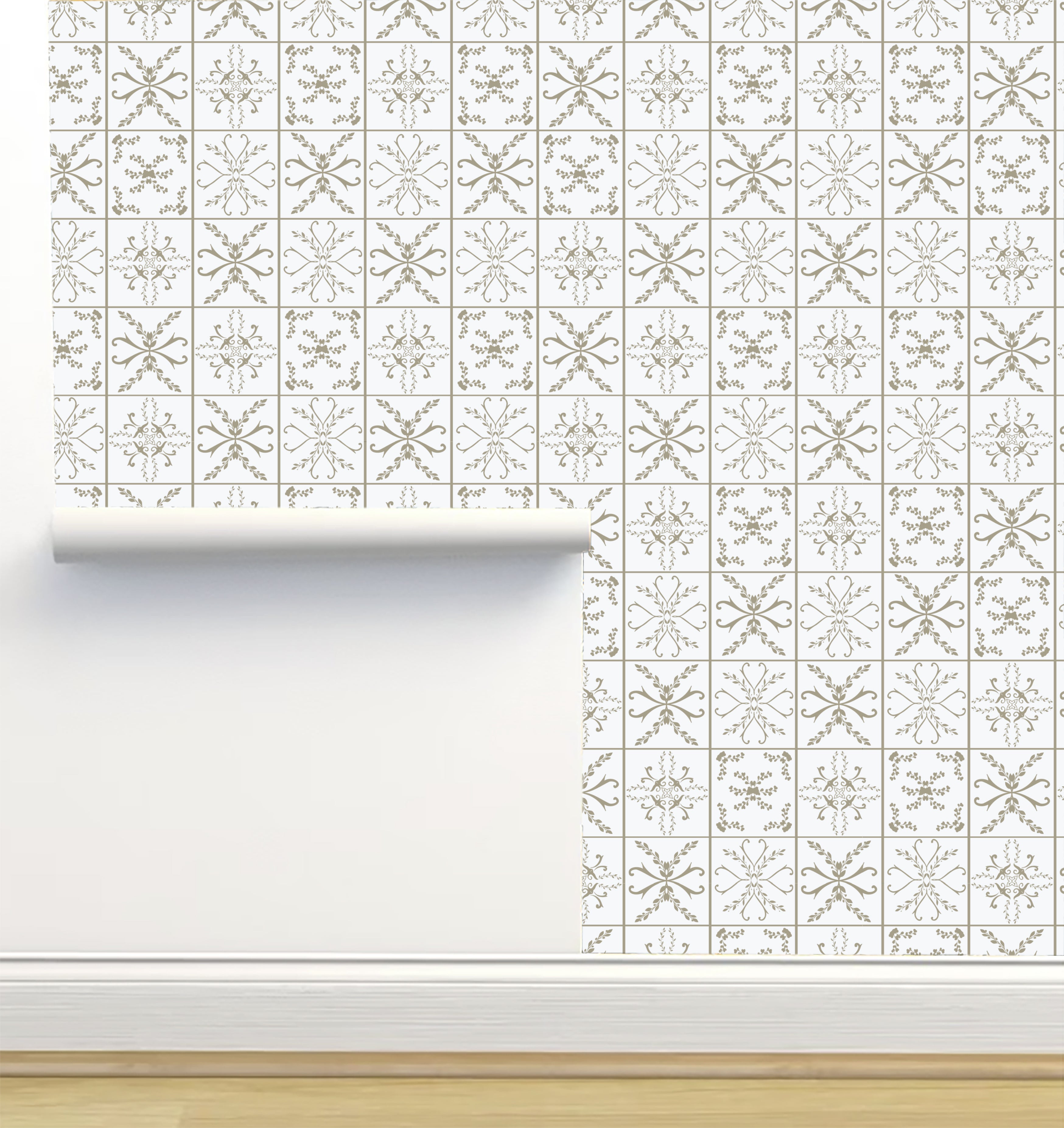 Tile White Wallpaper by Monor Designs