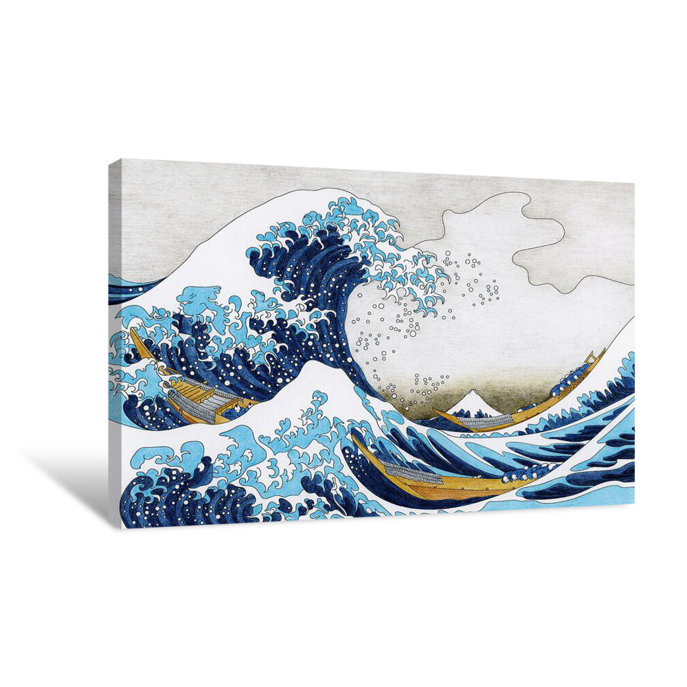 Hokusai The Great Wave Of Kanagawa Adult Coloring Page Canvas Print