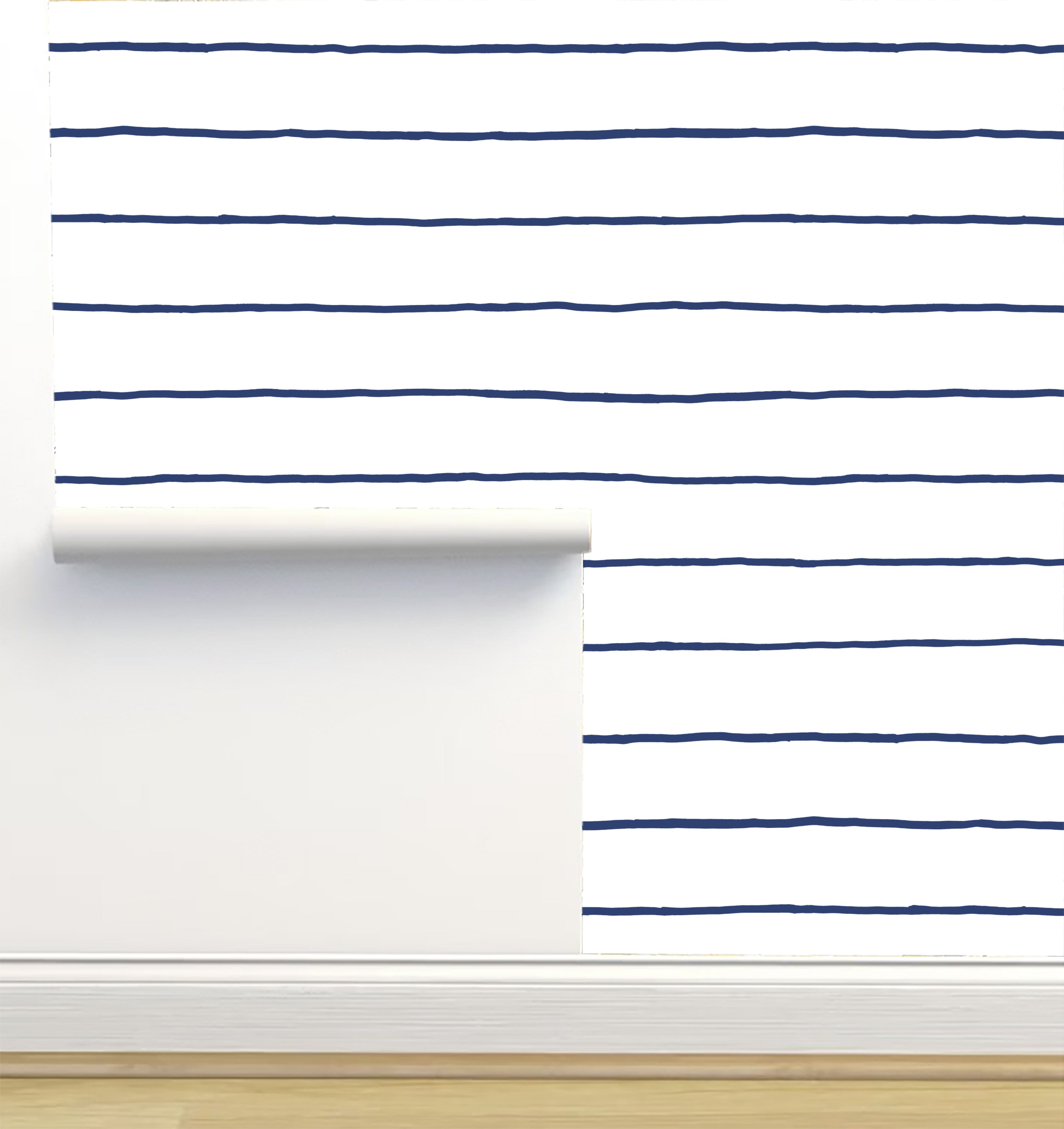 Indigo Beach Stripes Wallpaper by Julia Schumacher