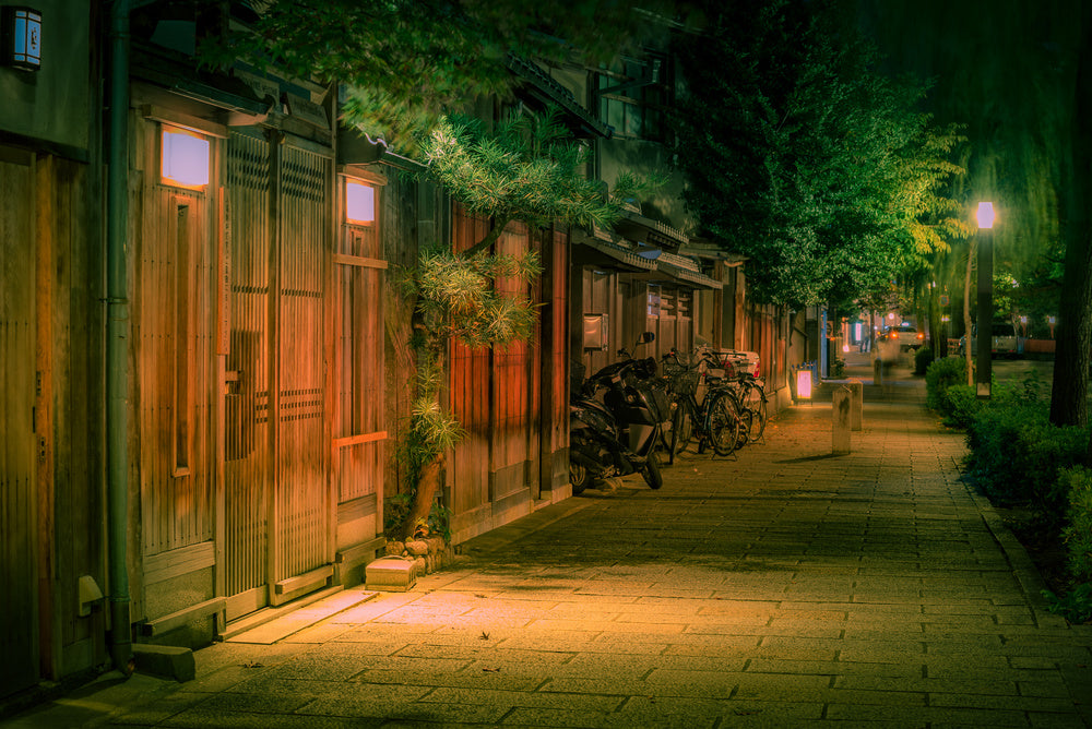 Kyoto Street At Night With Restaurants And Bars Wall Mural