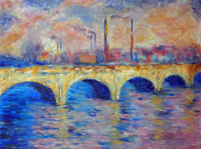 Original Oil Painting On Canvas - London Bridge In Impressionism Style