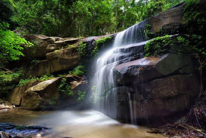The Fresh Water Flowing At The Tupah Waterfall, Located At Merbok, Ked