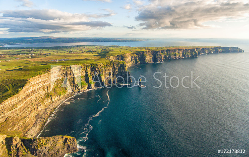 Aerial Birds Eye Drone View From The World Famous Cliffs Of Moher In C