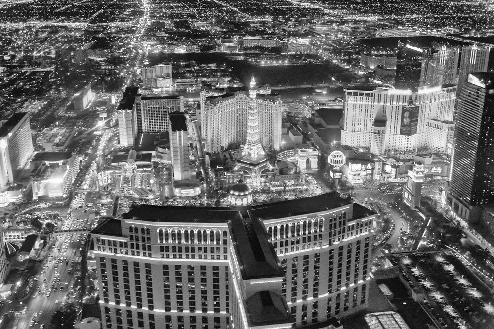 Las Vegas Strip Casinos At Night From The Helicopter Night Lights Of N