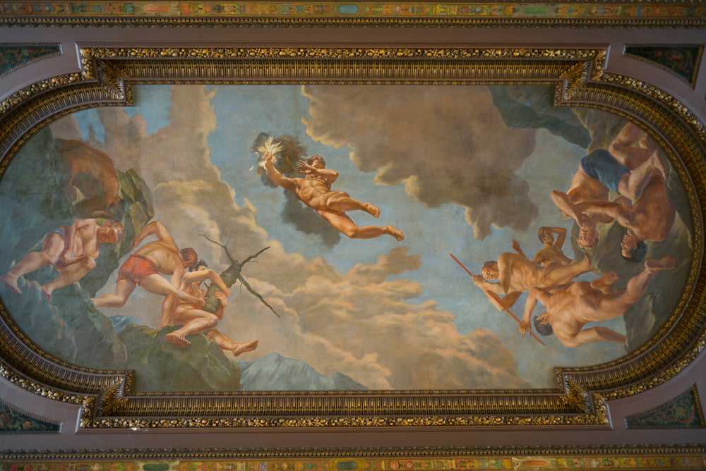 Ceiling Painting In The Rotunda At New York Public Library, Midtown Ma
