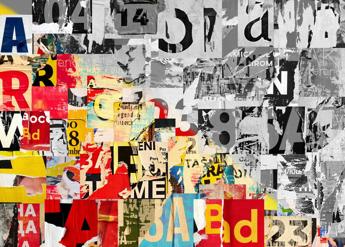 Collage Of Many Numbers And Letters Ripped Torn Advertisement Street P