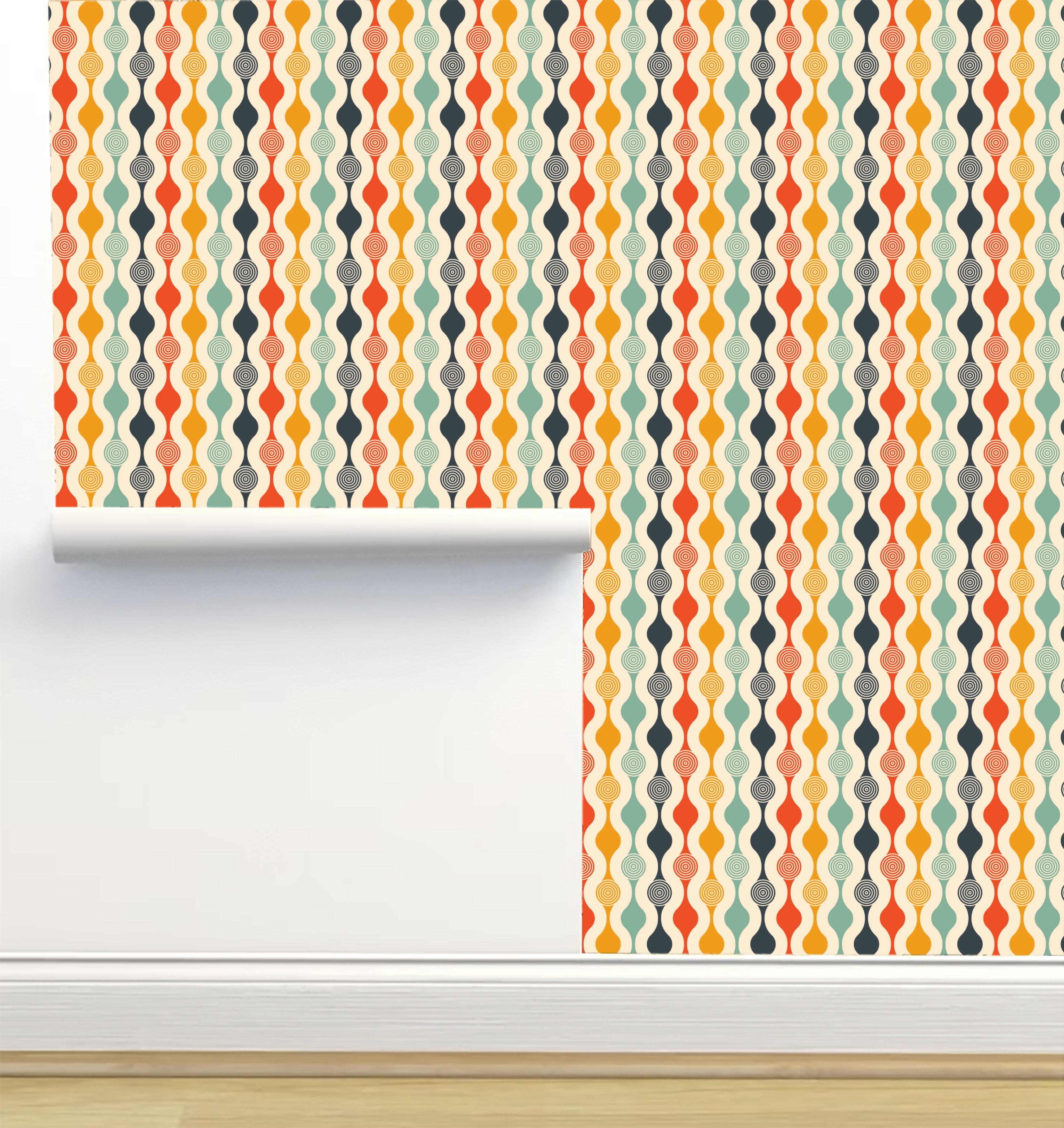 Retro Seamless Pattern - Colorful Nostalgic Background Design With Cir