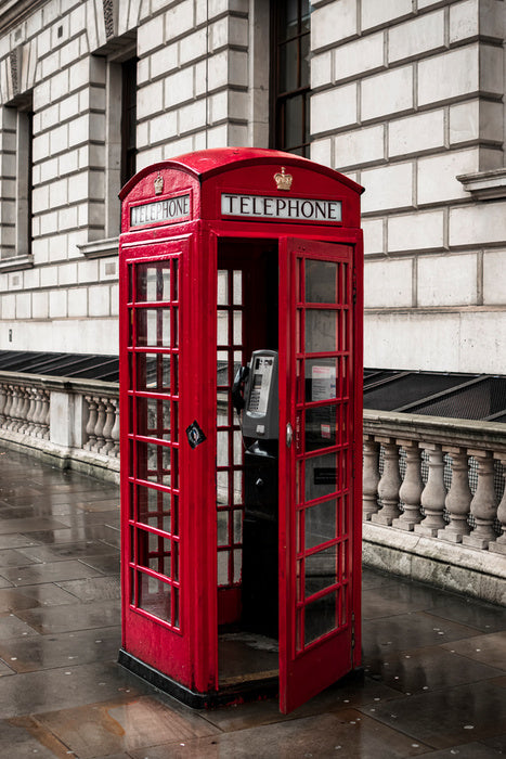 Typical English Phone Booth In The Heart Of London In A Vertical Photo