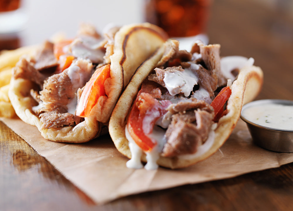 Greek Gyros With Tzatkiki Sauce And Fries Wall Mural