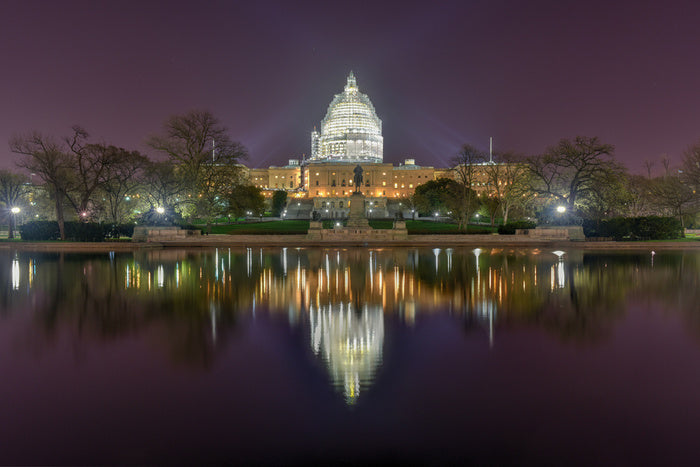 Capitol Building At Night Construction - Washington, D C Wall Mural