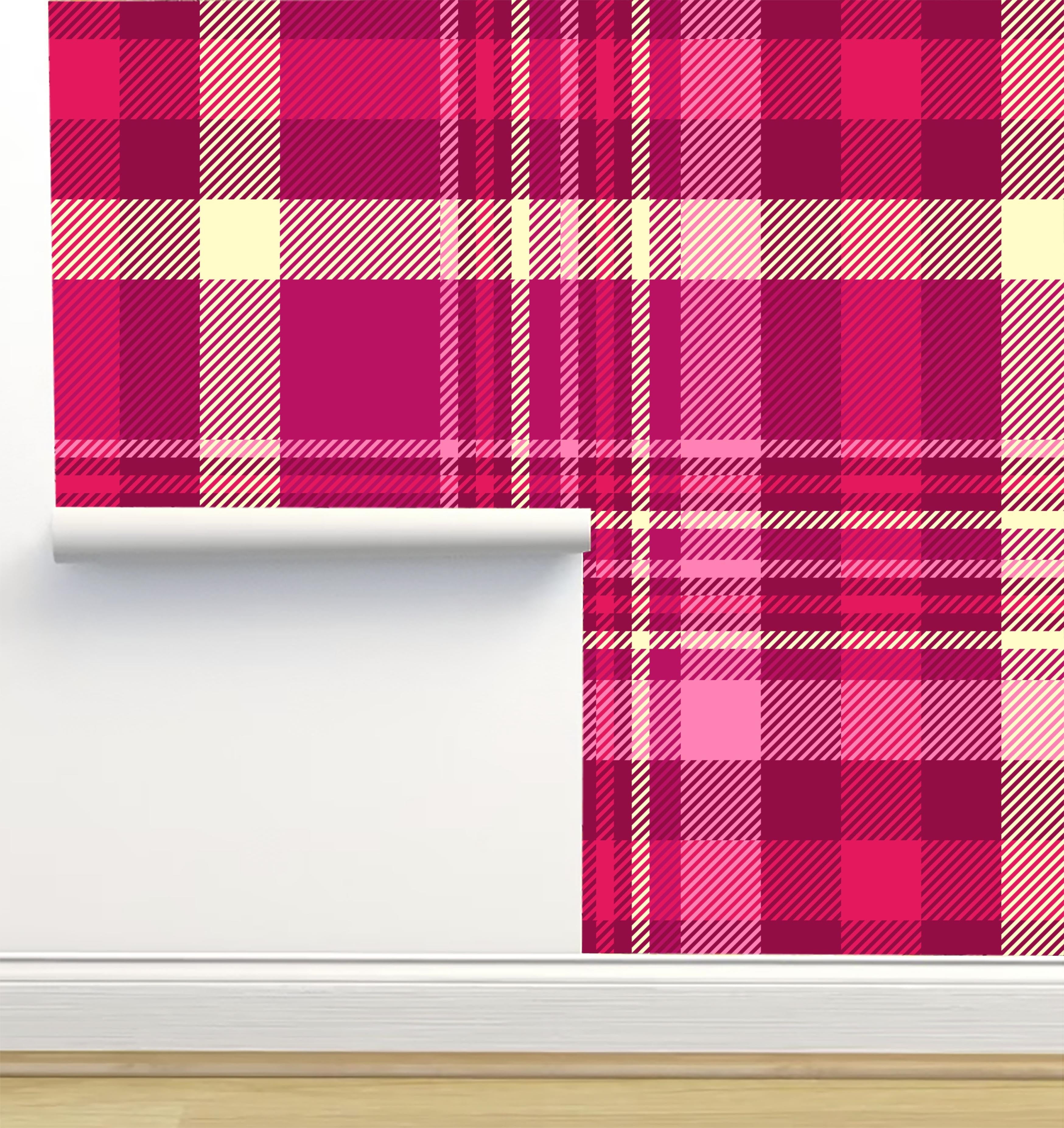 Plaid Check Pattern in Shades of Pink Wallpaper