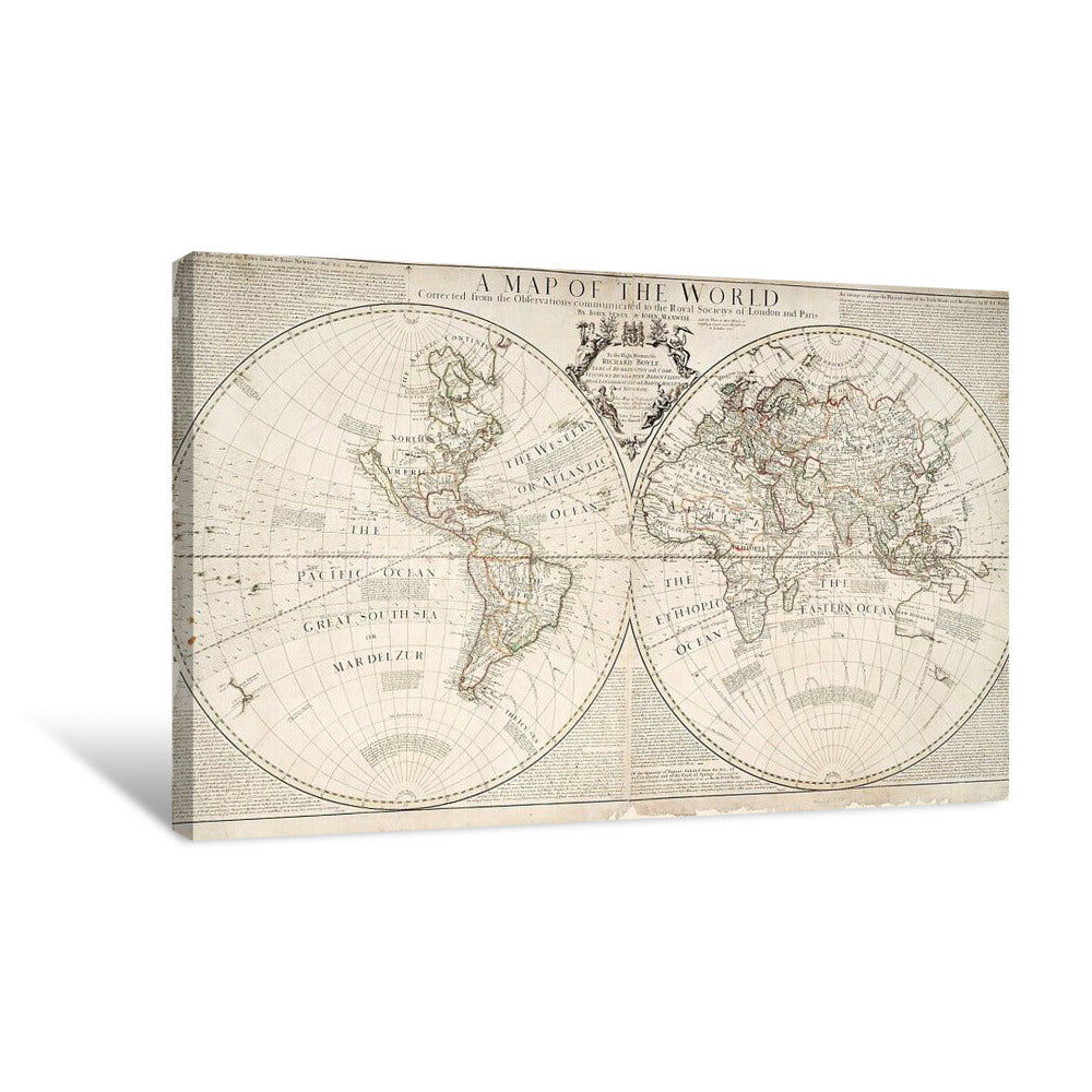A Map of the World, Corrected from Observations Canvas Print