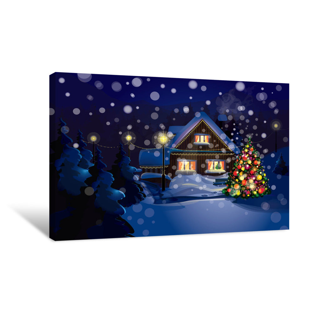 Storybook Christmas Snowfall Canvas Print