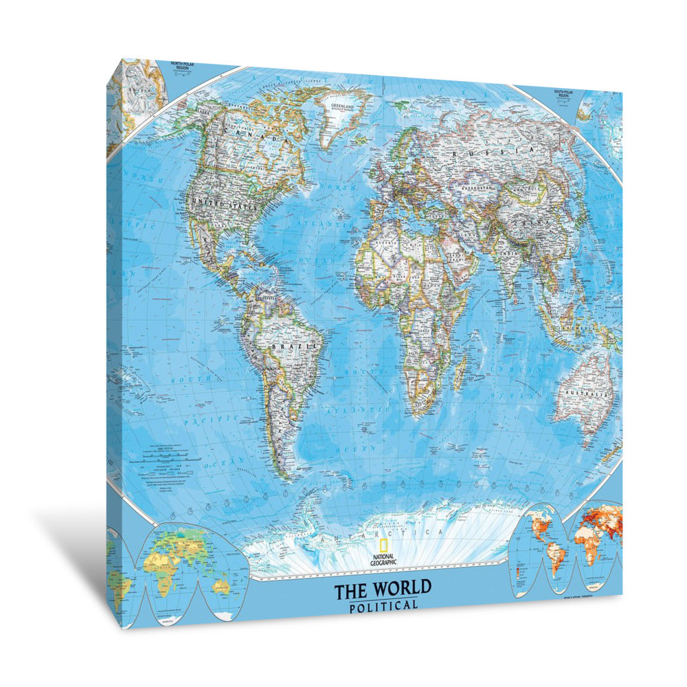 World Map (Political) Canvas Print