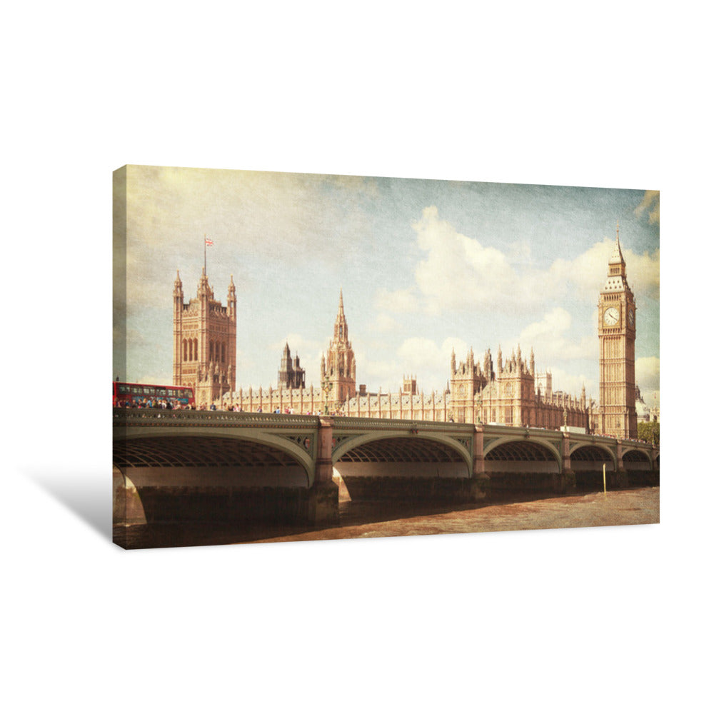 The Palace Of Westminster Toned Image Aged Paper Texture Canvas Print
