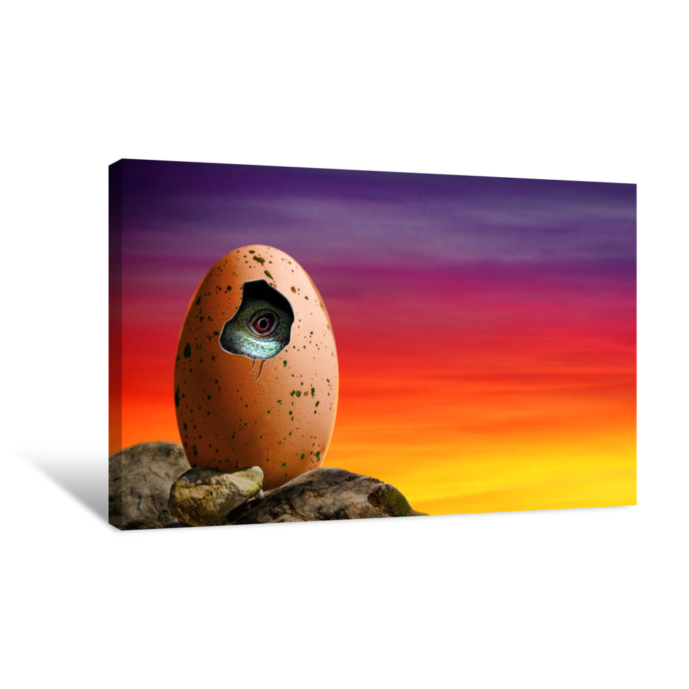 Dinosaur Egg In A Cliff Hatching With Baby Dinosaur Inside The Egg Can