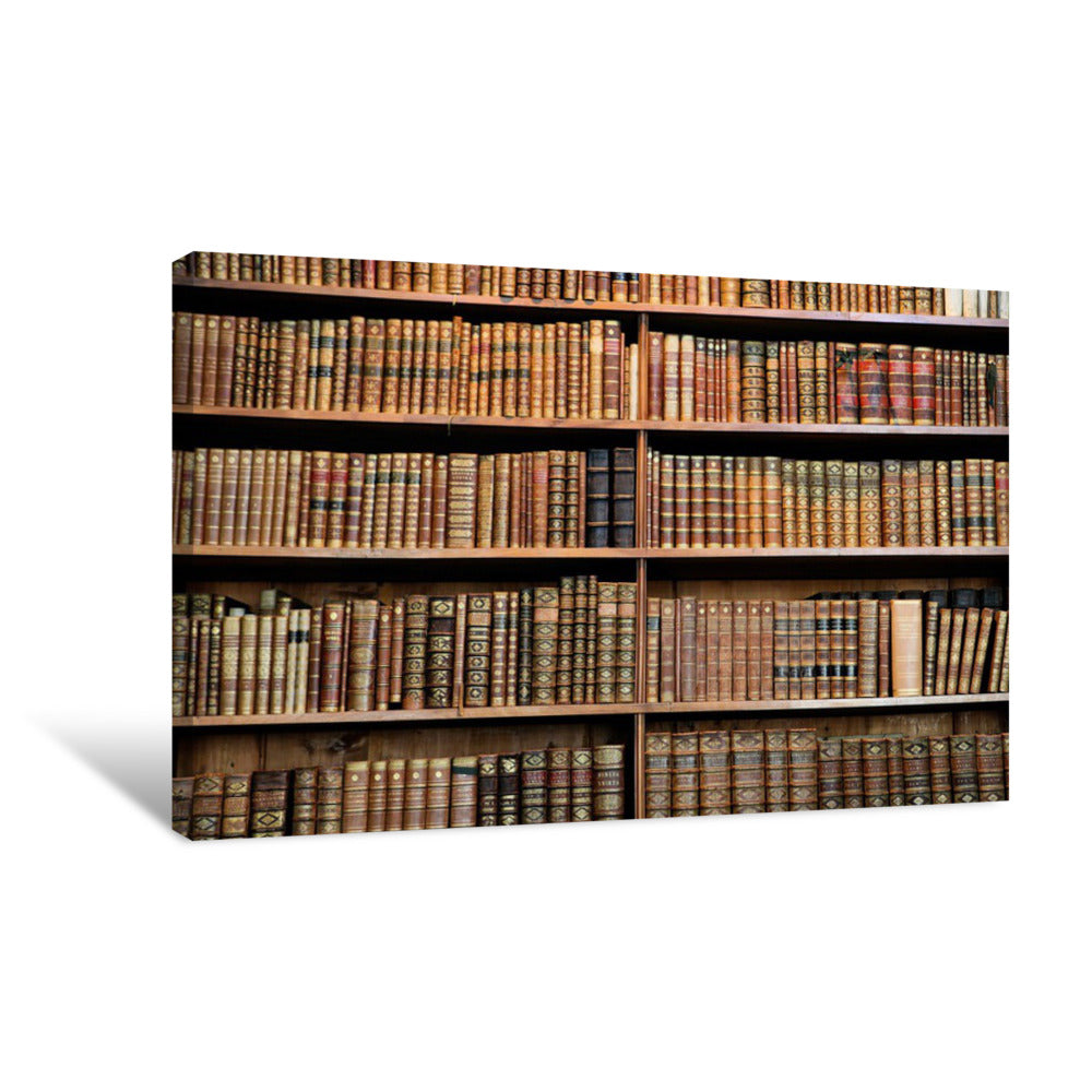 Antique Book Racks In An Old Library In Vienna Canvas Print