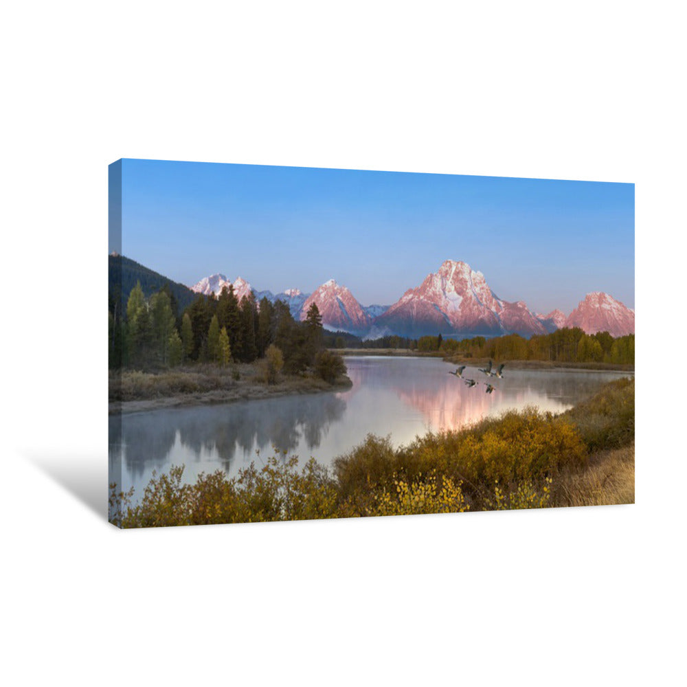 Oxbow Bend And Snake River Sunrise Canvas Print