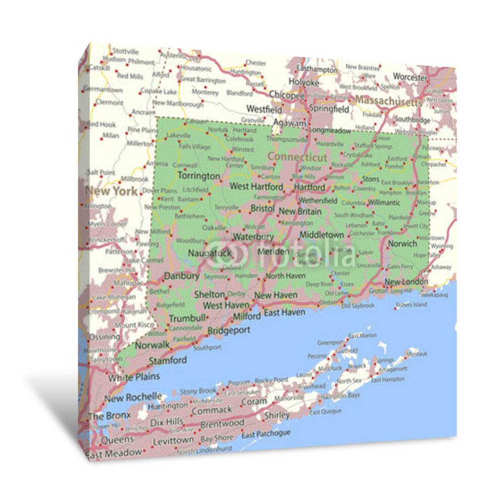 Connecticut-US-States-VectorMap-A Canvas Print