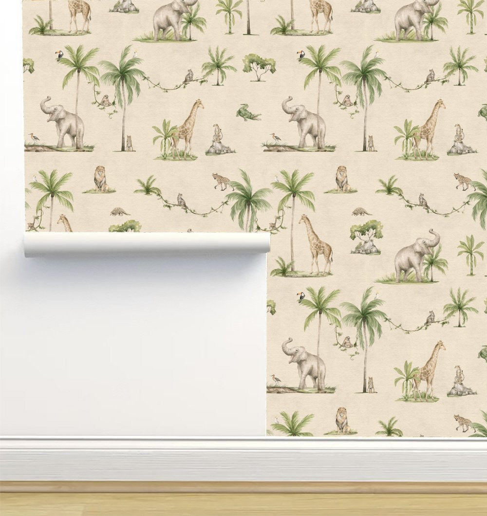 Joyful Jungle Sand Wallpaper by Kikki Belle