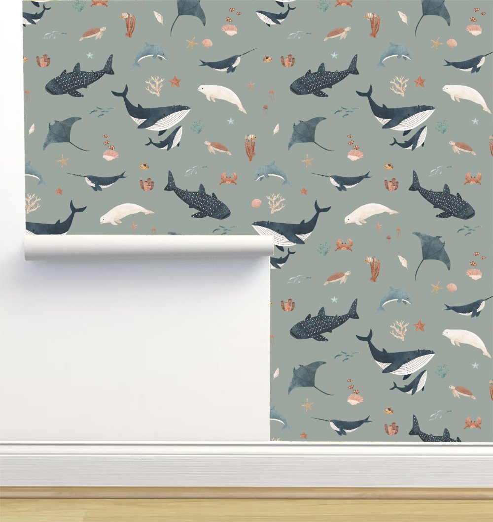 Splendid Sea Green Wallpaper by Kikki Belle
